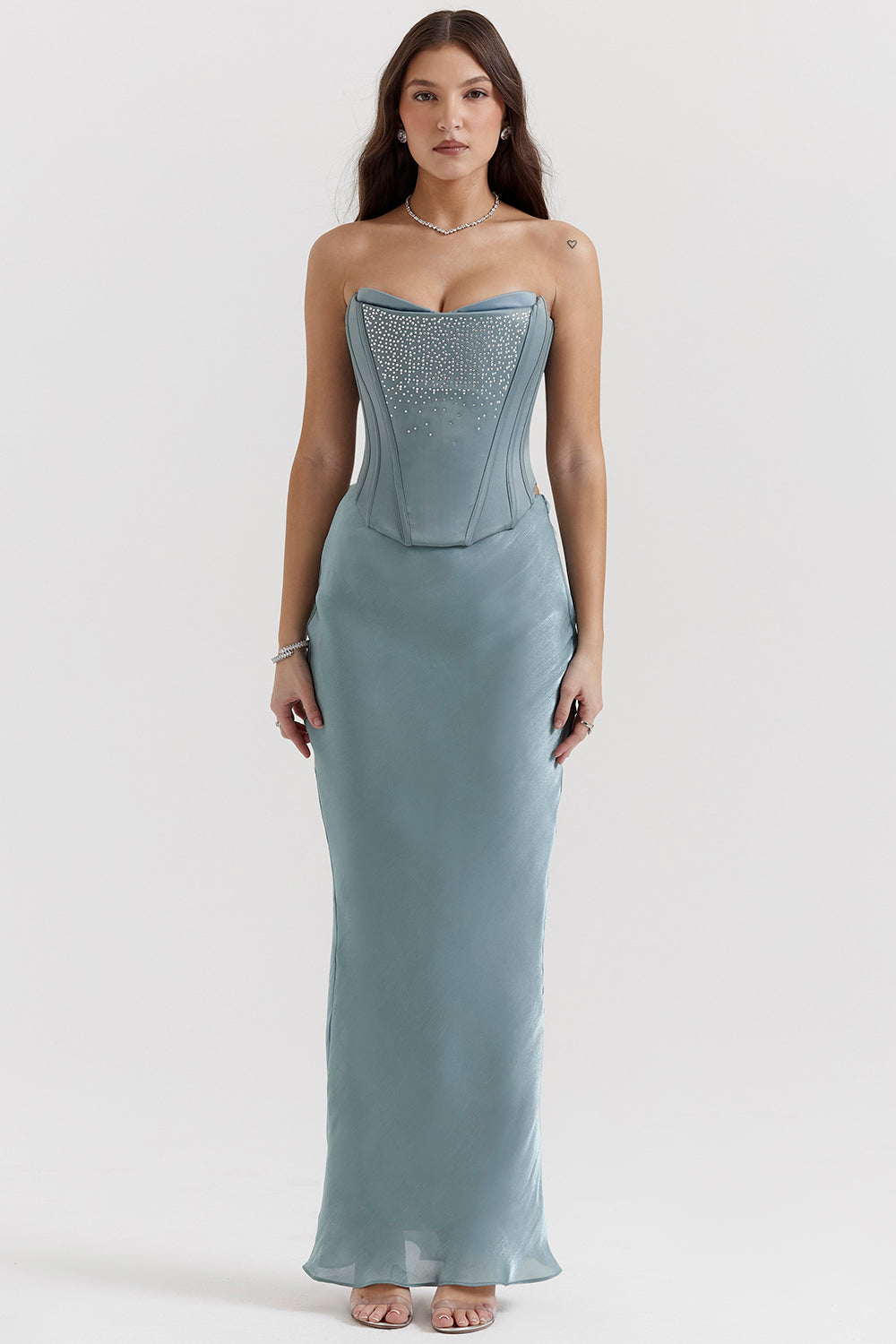 Vivianne - Blue Satin Corset with Skirt – Pretty-Wear